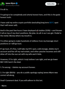James Wynn goes all-in on shorting the market, admits he risks going ...